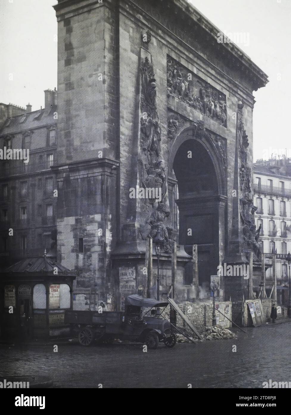 Paris (10th arr.), France Dismantling of anti-bombing protection on the Saint-Denis gate ...