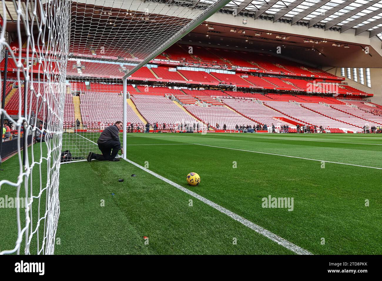 Goal line technology is set up before the game during the Premier ...