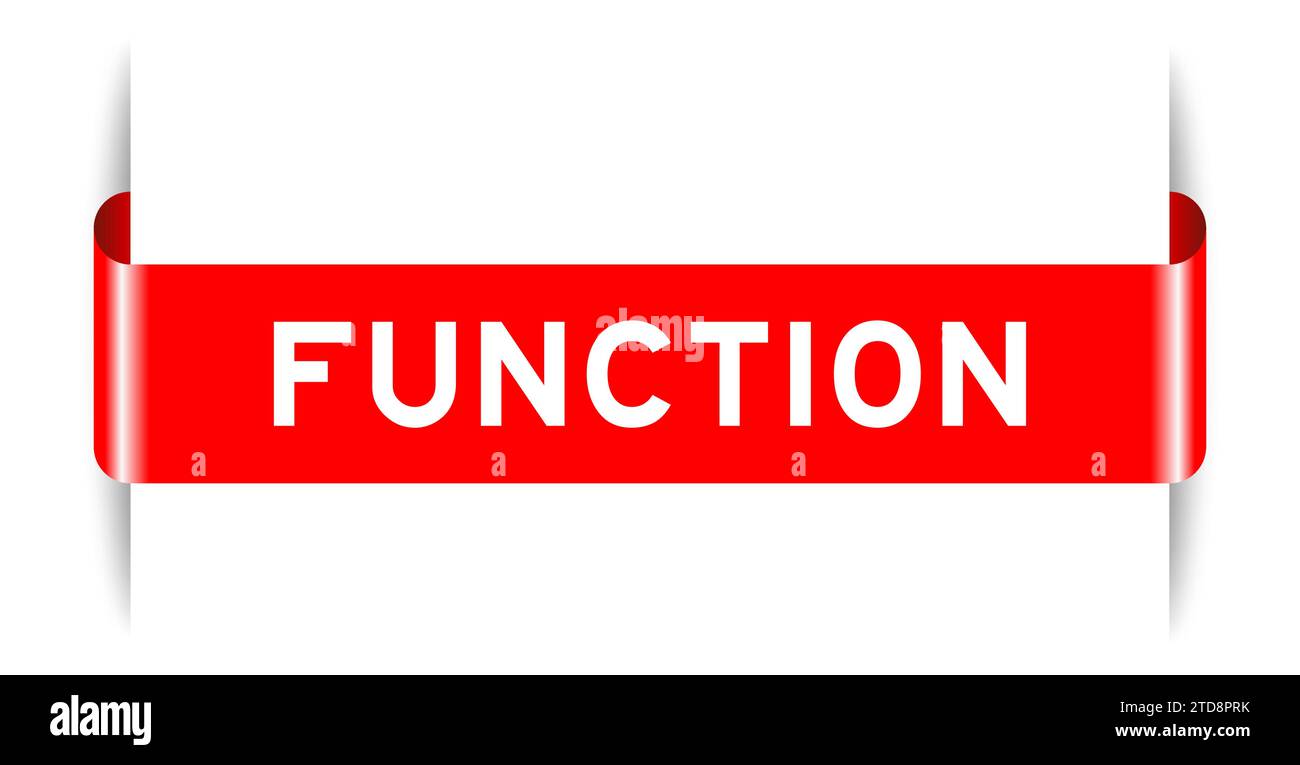 Red Color Inserted Label Banner With Word Function On White Background