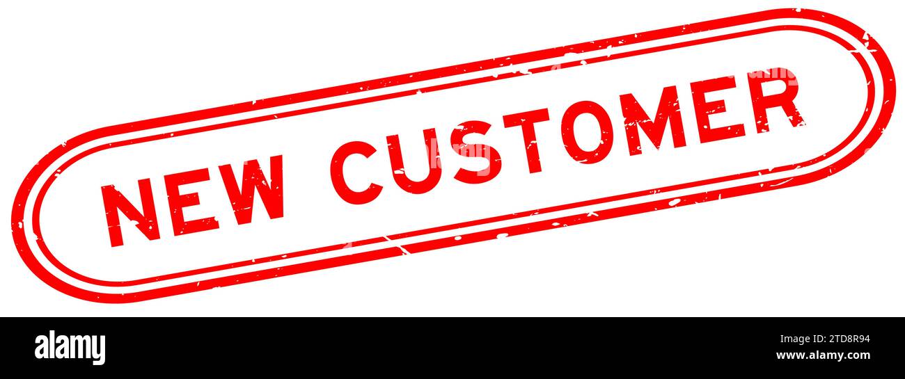 Grunge red new customer word rubber seal stamp on white background ...