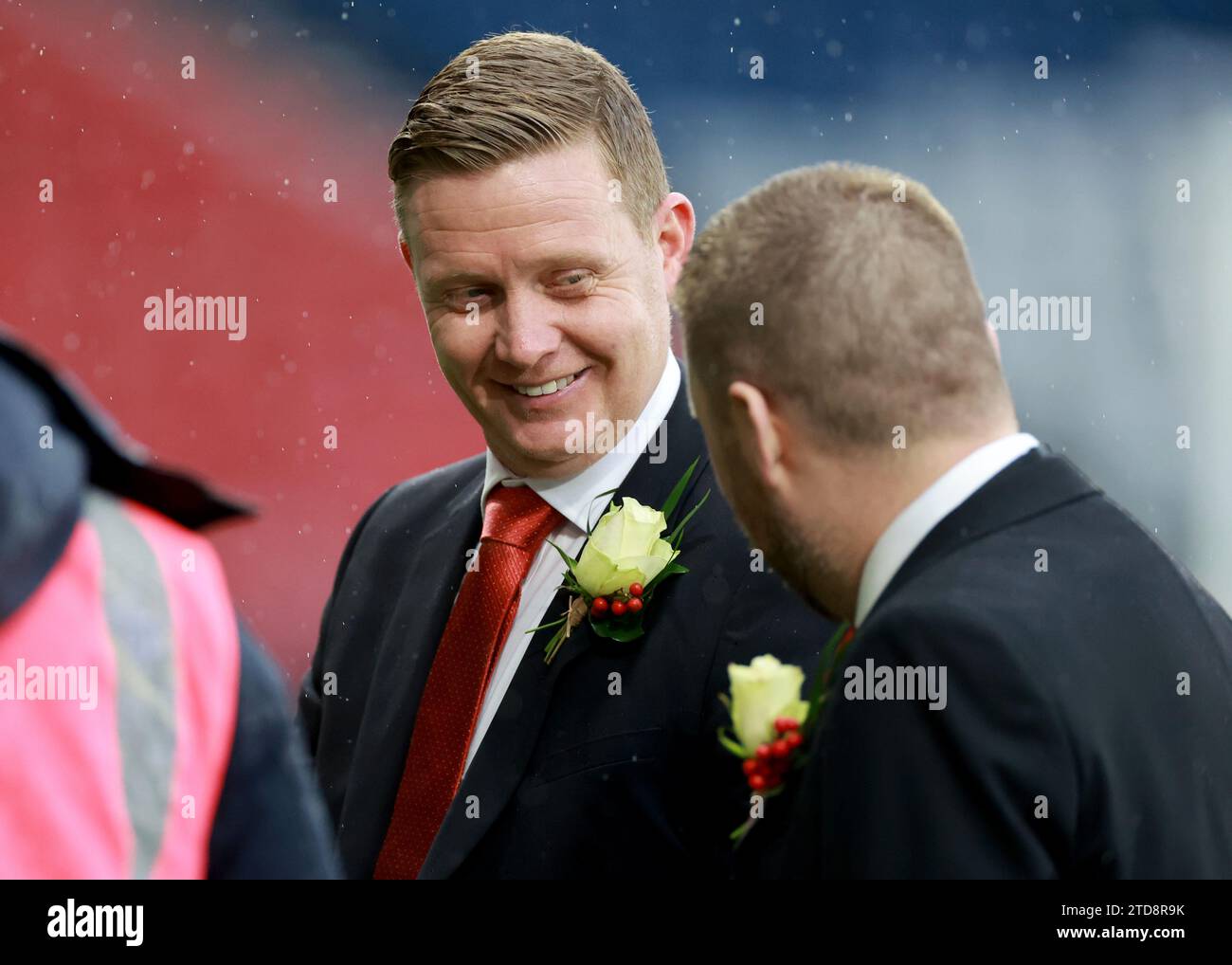 Aberdeen manager Barry Robson (left) before the Viaplay Cup final at Hampden Park, Glasgow ...