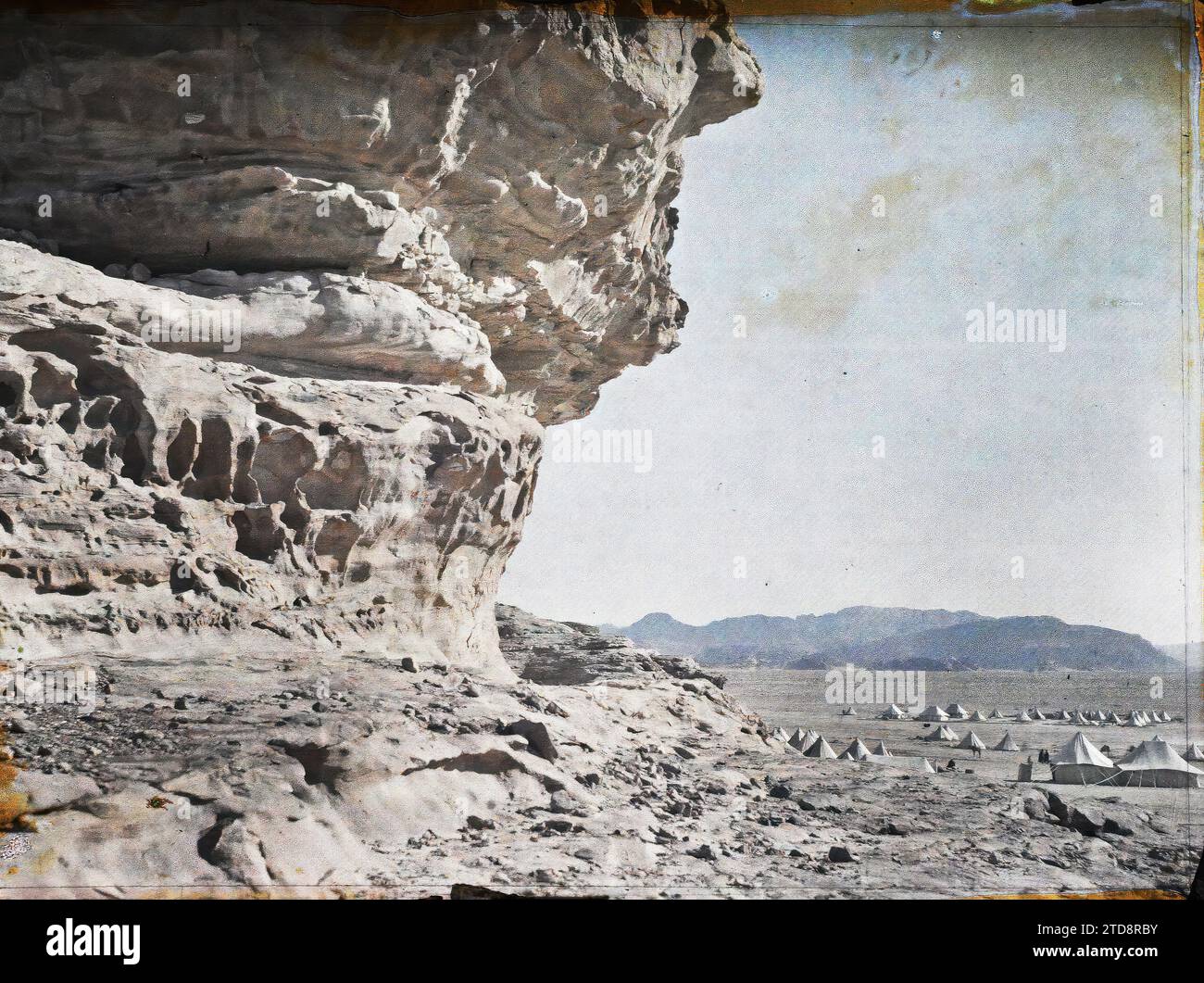 Quweira, Arabia (current Jordan) Under the cliffs, the tents of the ...