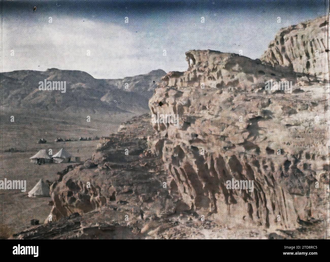 Quweira, Arabia (current Jordan) Under the cliffs, the tents of the ...