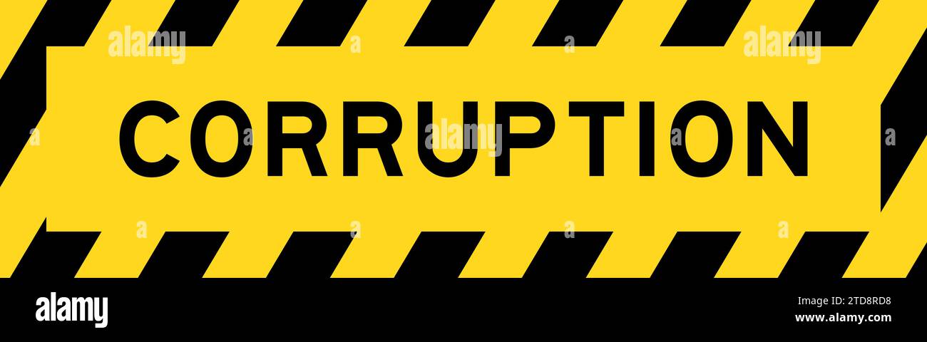 Yellow and black color with line striped label banner with word ...