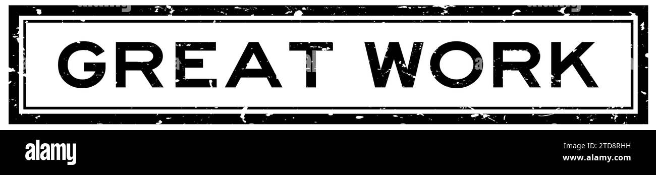 Grunge black great work word square rubber seal stamp on white ...