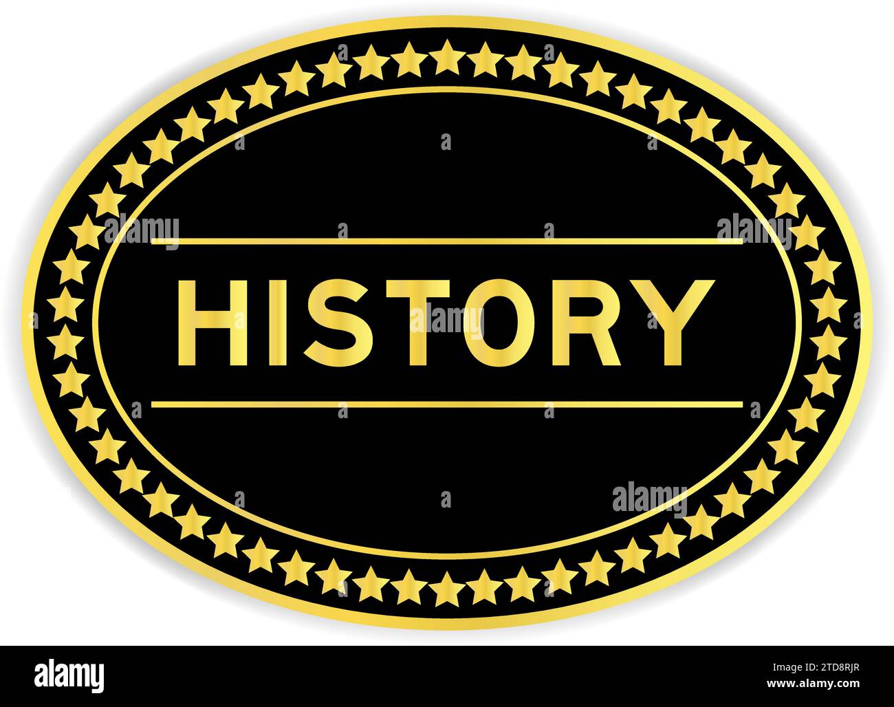 Black and gold color oval label sticker with word history on white ...