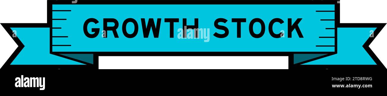 Ribbon label banner with word growth stock in blue color on white ...