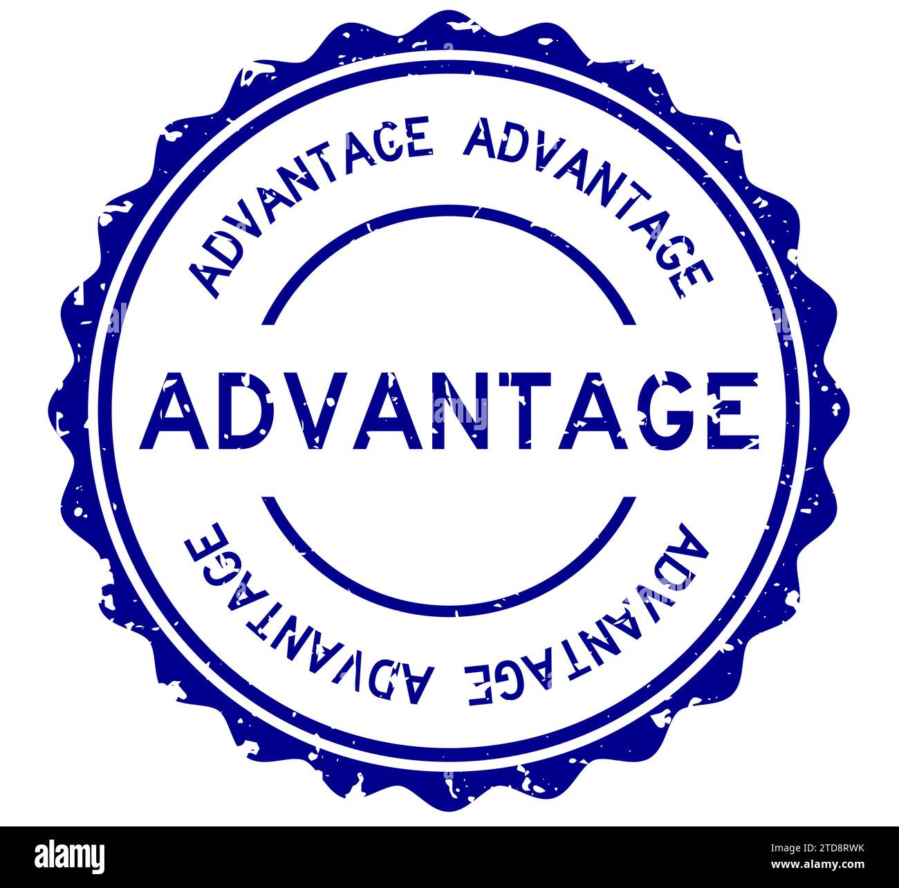 Grunge blue advantage word round rubber seal stamp on white background ...