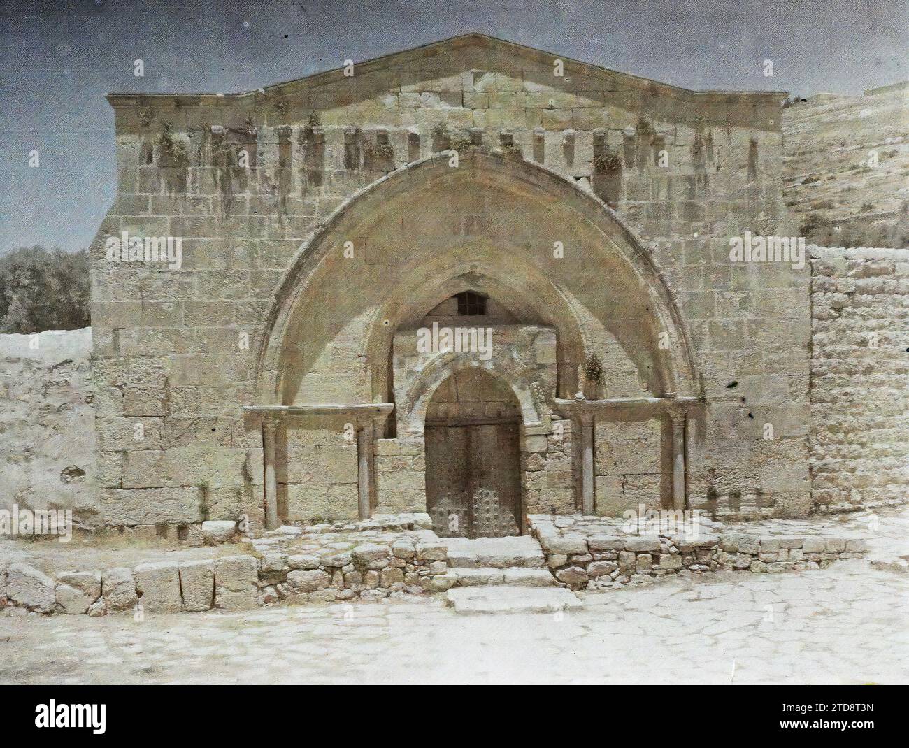 East of Jerusalem, Israel, Palestine Entrance to the tomb of the Virgin ...