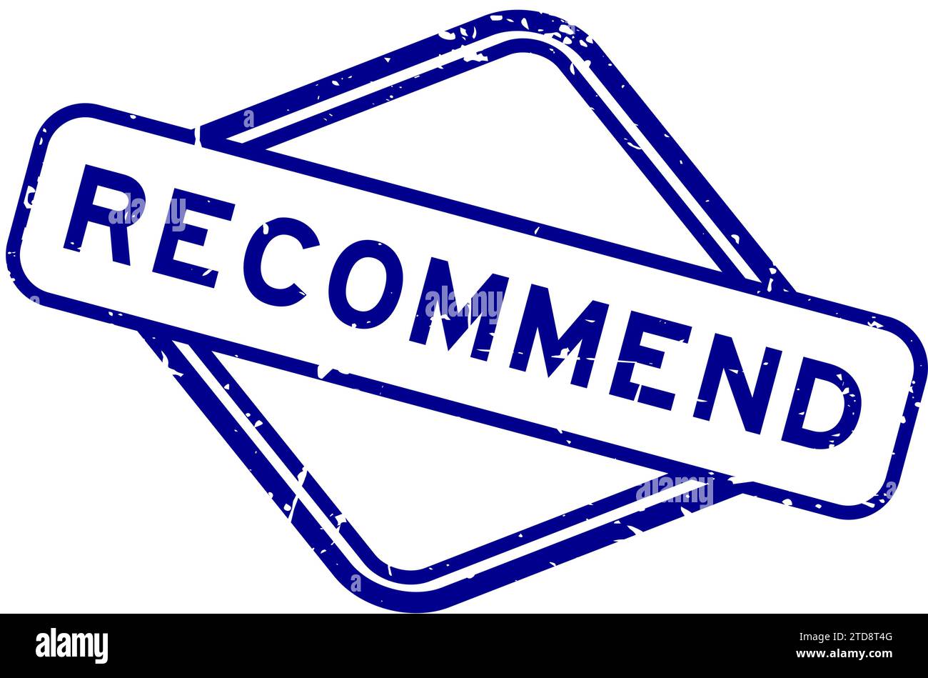 Grunge blue recommend word rubber seal stamp on white background Stock ...