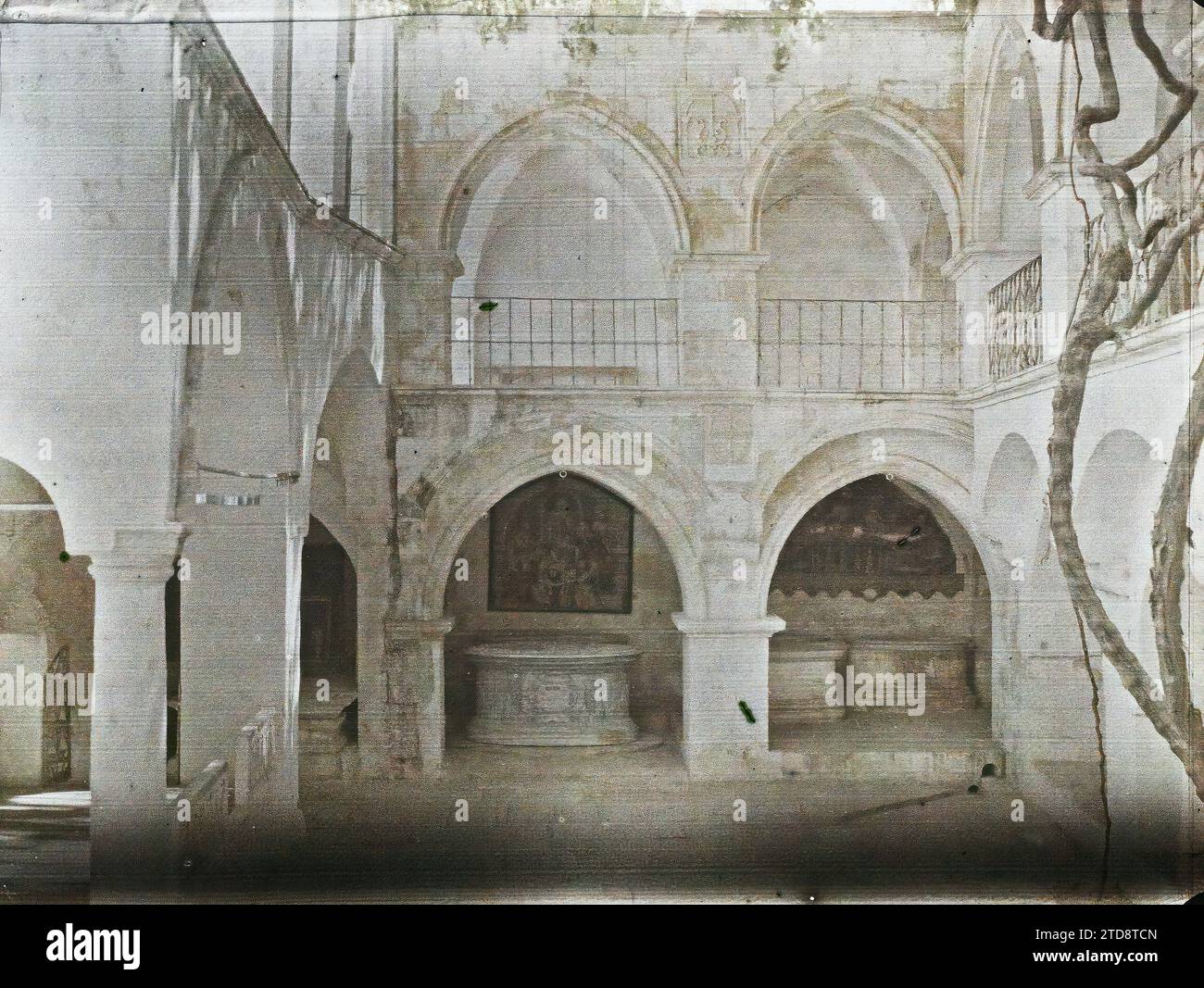 Jerusalem, Israel, Palestine Inner courtyard of the house of Caiaphas ...