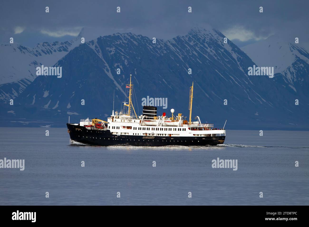 Arctic Cruise Ship in Fjord Stock Photo - Alamy