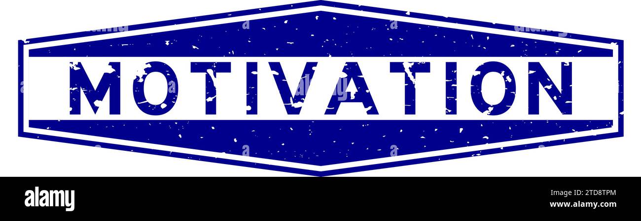 Grunge blue motivation word hexagon rubber seal stamp on white ...