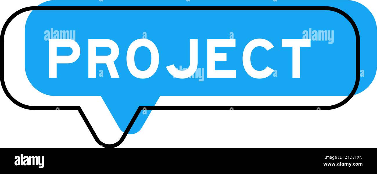 Speech banner and blue shade with word project on white background ...