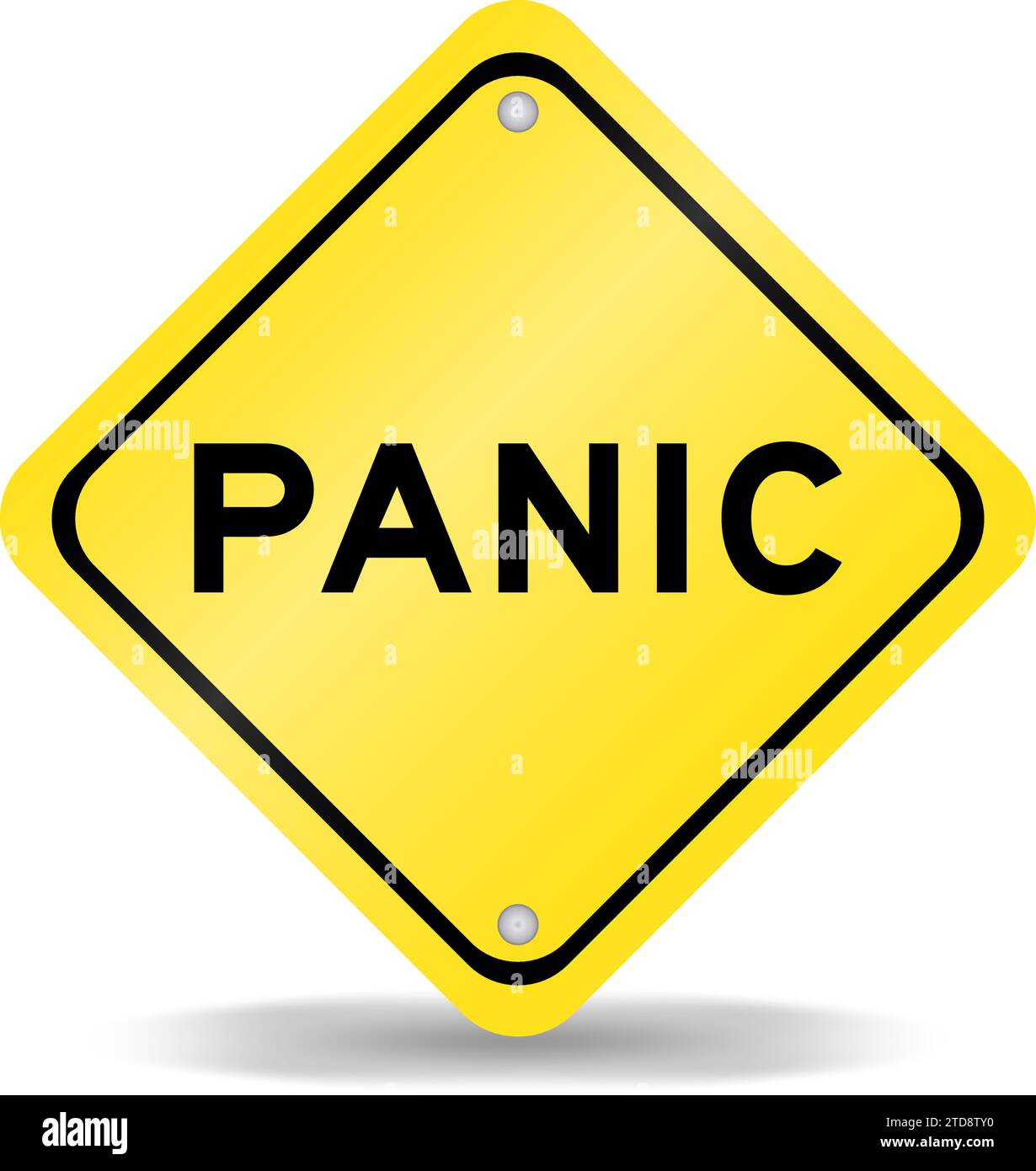 Yellow color transportation sign with word panic on white background ...