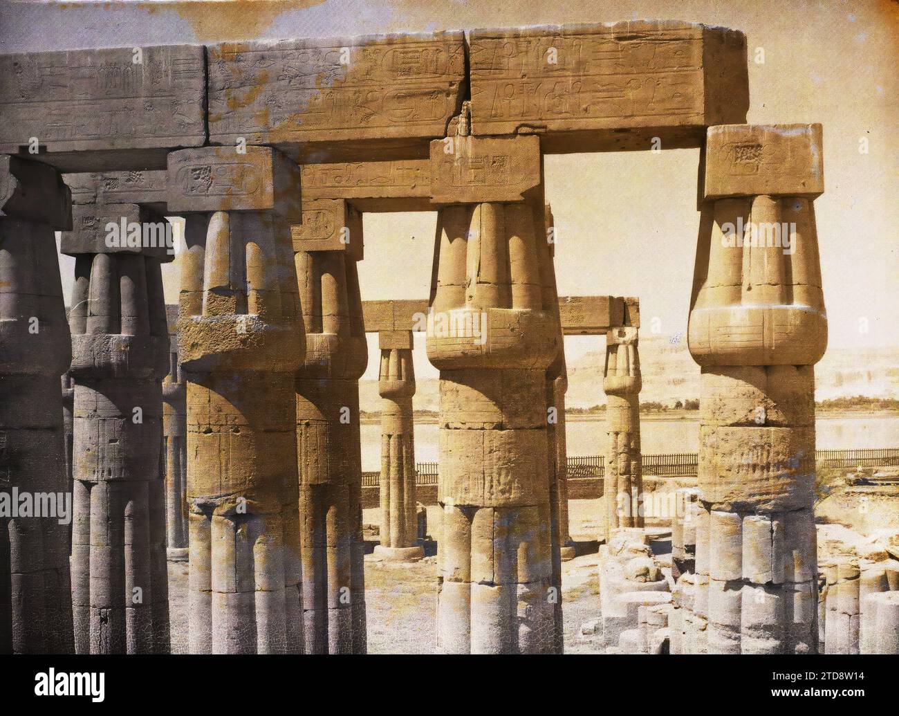 Louqsor, Egypt, Africa Entrance portico of the solar court of Amenophis ...