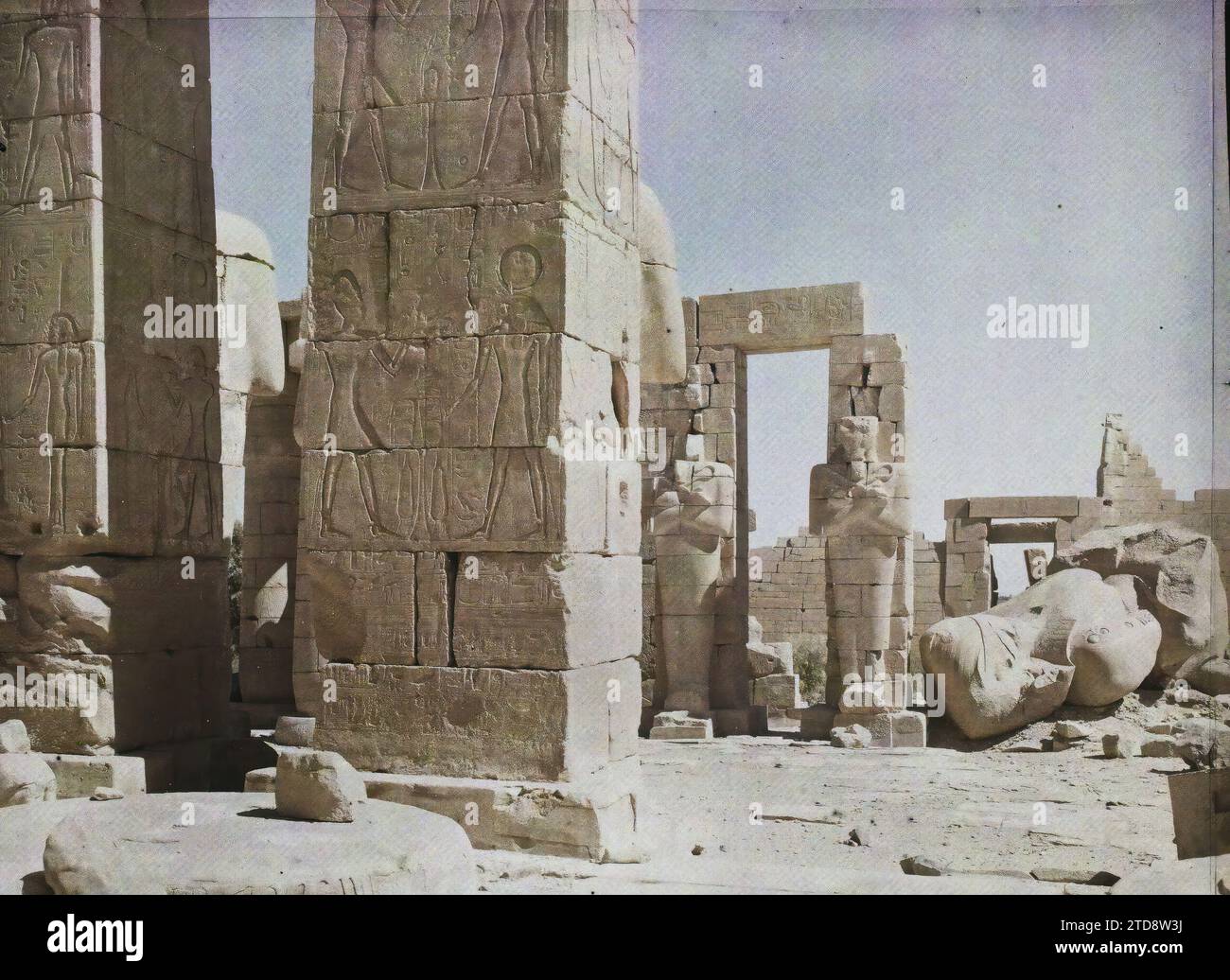 Louqsor, Egypt, Africa Osiriac pillars in the vestibule of the second ...