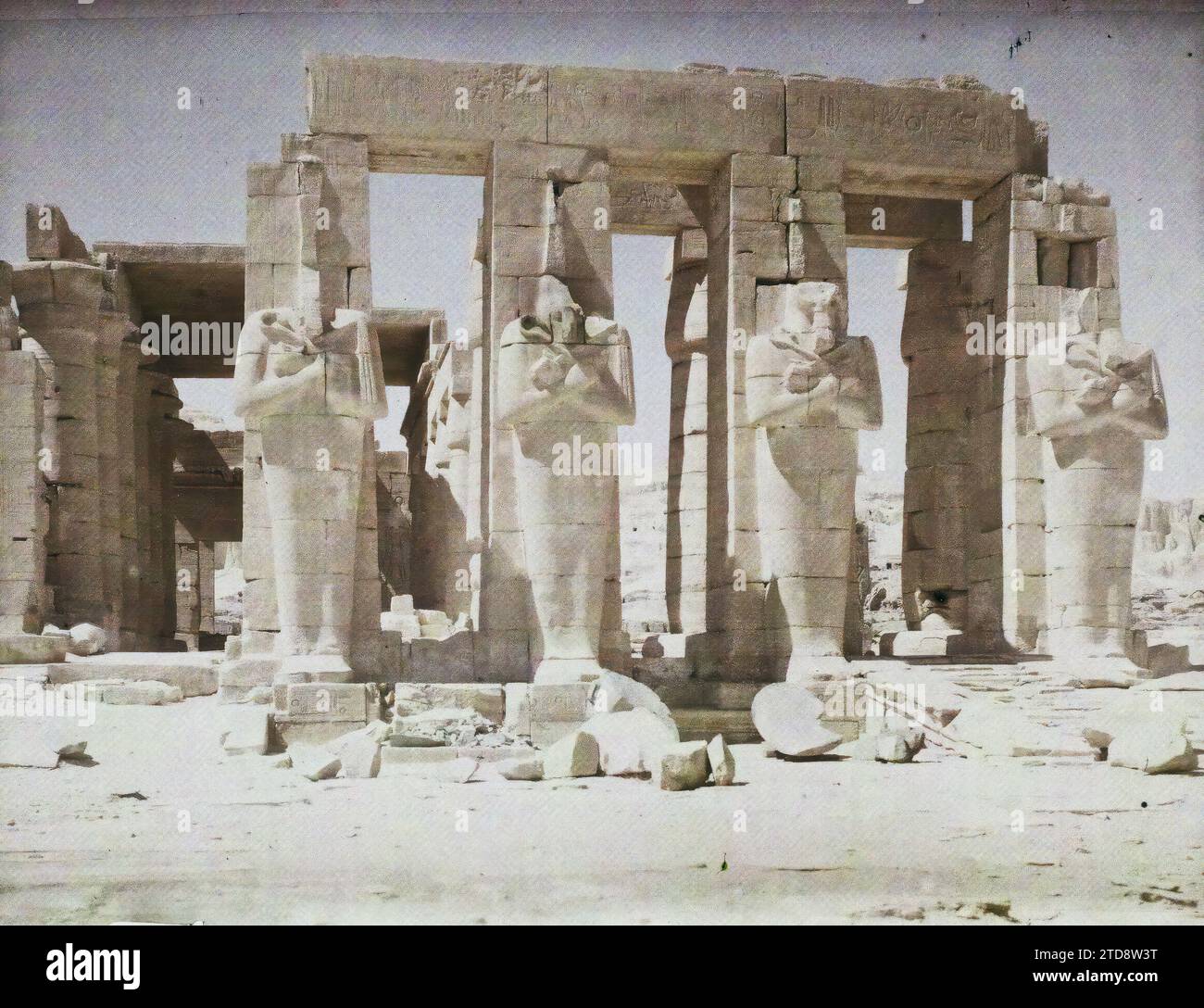Thebes, Egypt, Africa View of the second courtyard of the Ramesseum ...