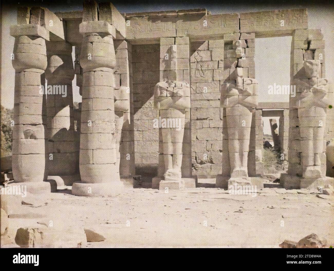 Thebes, Egypt, Africa View of the second courtyard of the Ramesseum ...