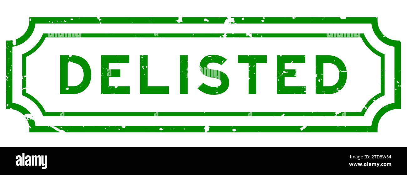 Grunge green delisted word rubber seal stamp on white background Stock ...