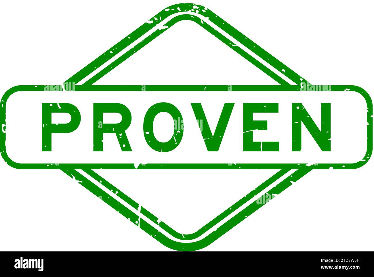 Grunge green proven word rubber seal stamp on white background Stock ...