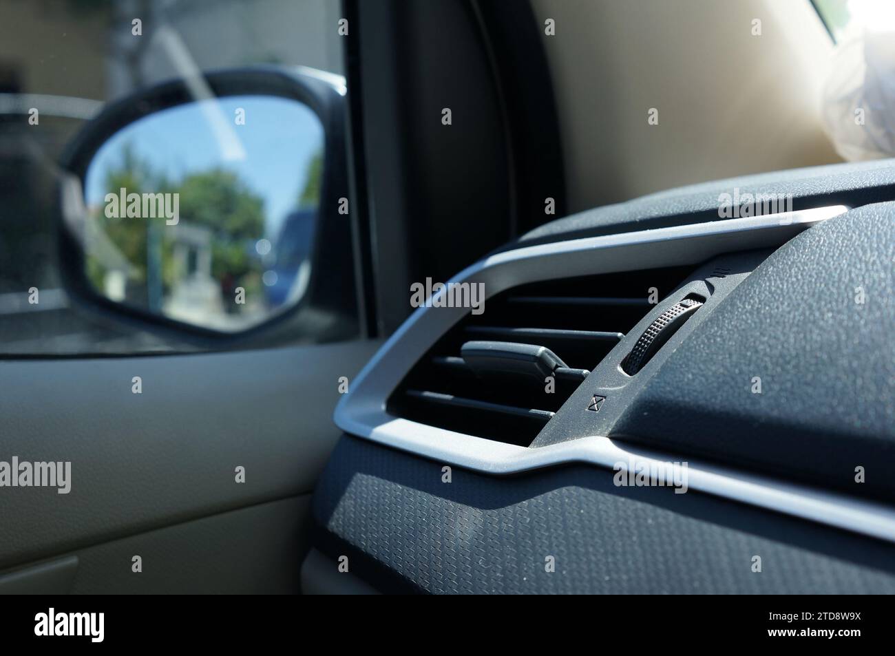 Car air conditioner or AC inside the interior dashboard. selective ...