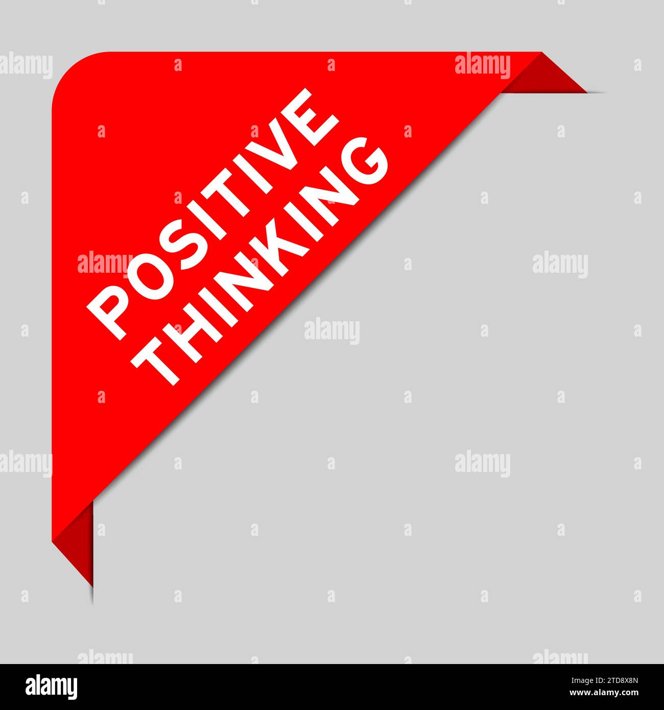 Red color of corner label banner with word positive thinking on gray ...
