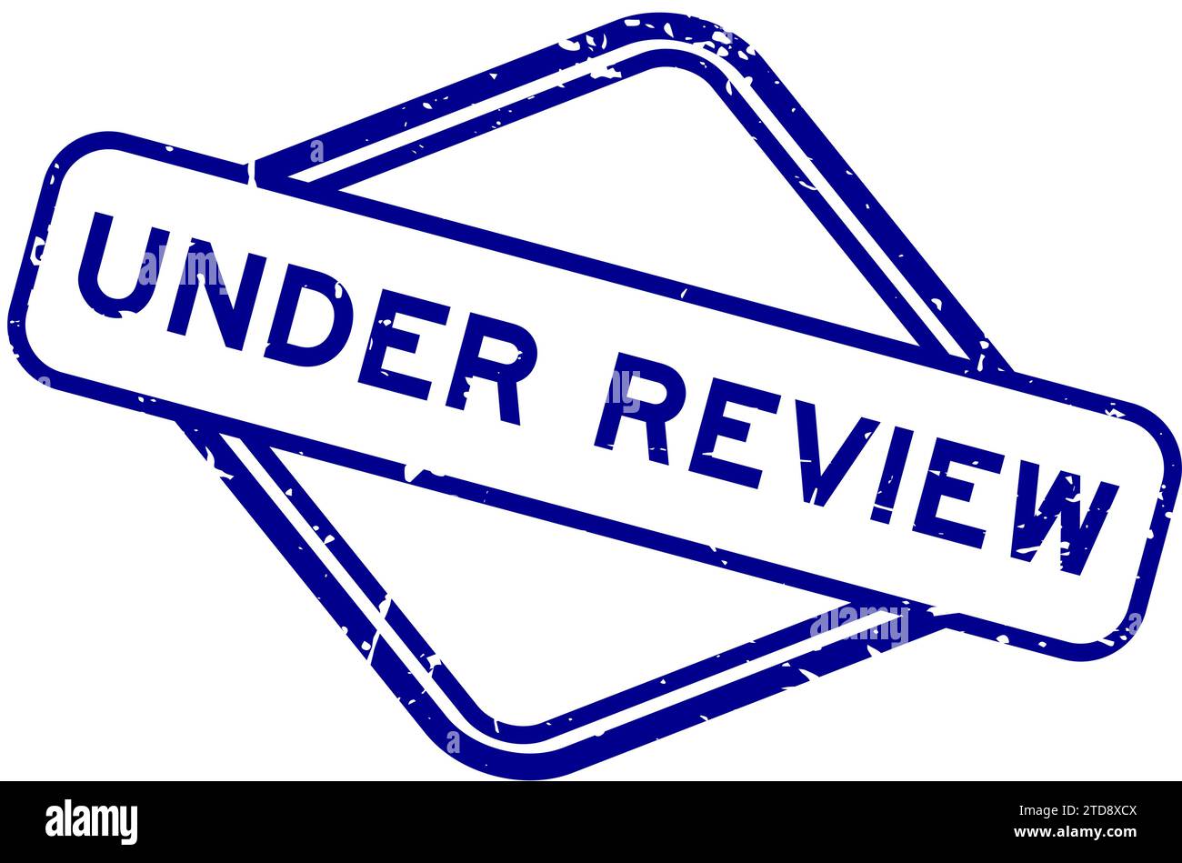 Grunge blue under review word rubber seal stamp on white background ...