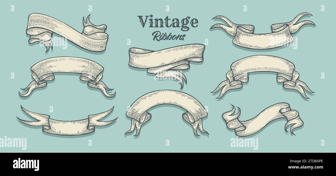 Etching ribbon banner set Stock Vector Image & Art - Alamy