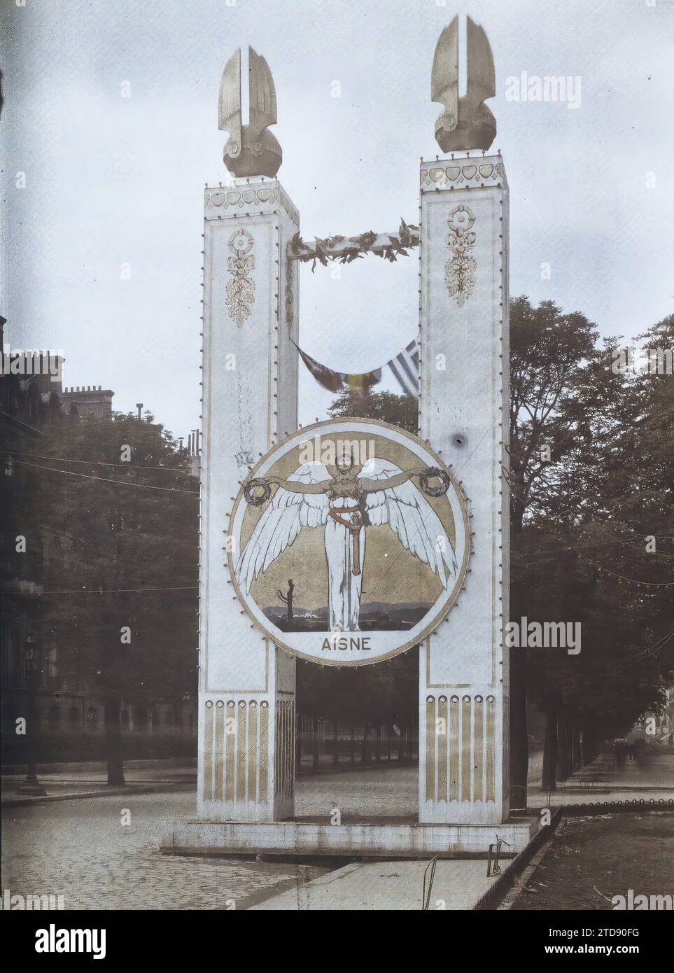 Paris (8th arrondissement), France Decorative pylon on the Champs ...