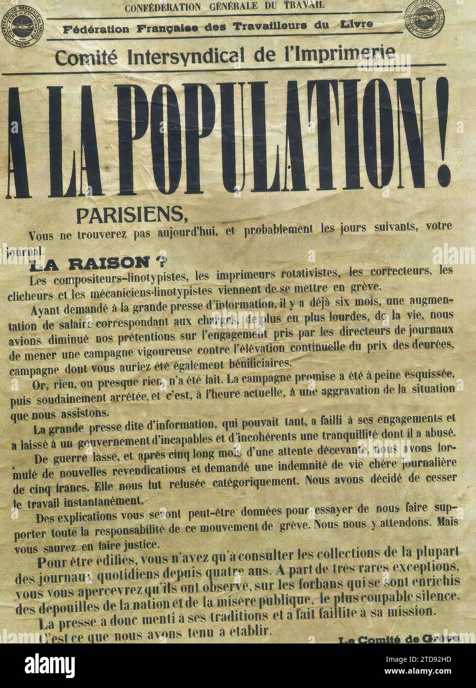 Paris, France Poster of the Inter-Union Printing Committee for the ...