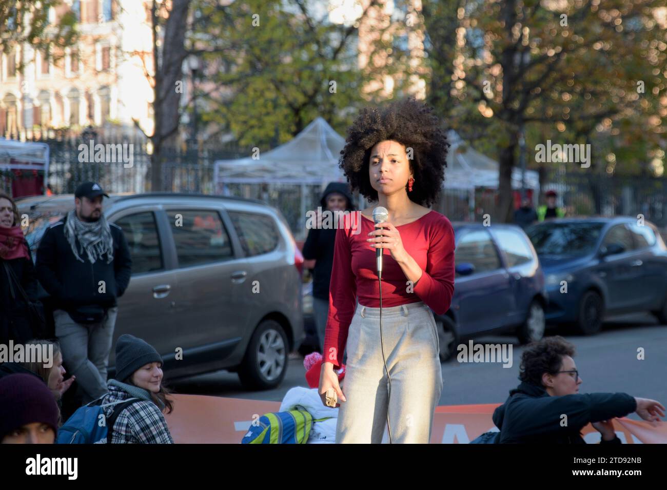 Rome, Italy. 16th Dec, 2023. The young activist CHLOE BERTINI with the ...