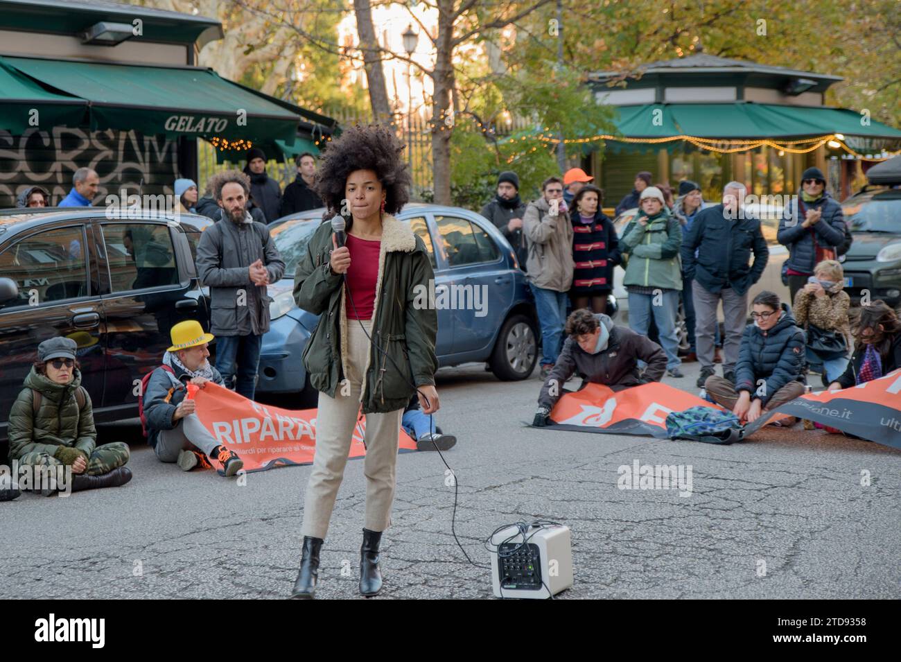 Rome, Italy. 16th Dec, 2023. The young activist CHLOE BERTINI with the ...