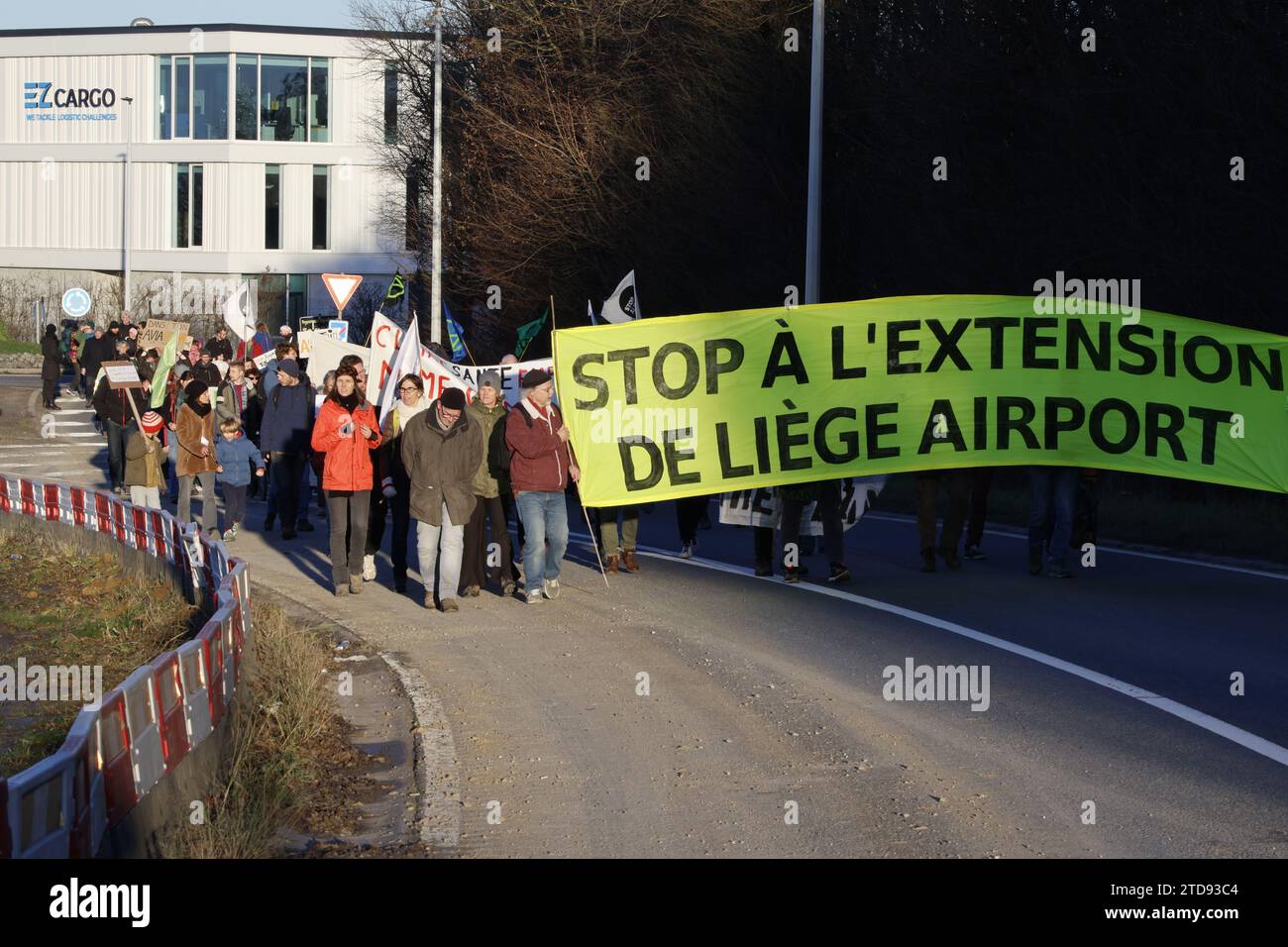 Liege, Belgium. 17th Dec, 2023. Demonstrators pictured during a march ...