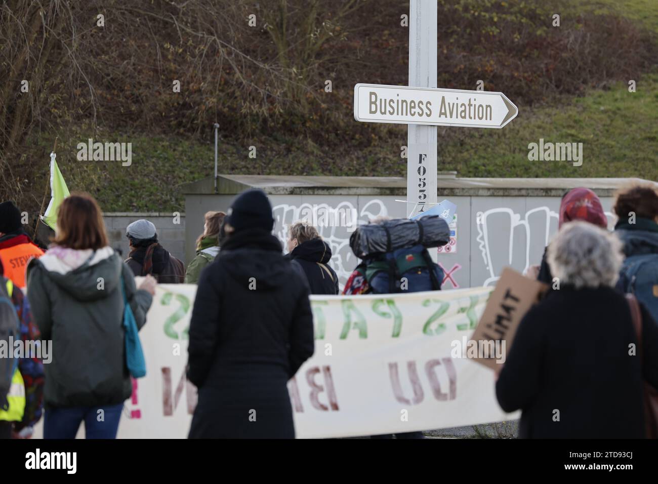 Liege, Belgium. 17th Dec, 2023. Demonstrators pictured during a march ...