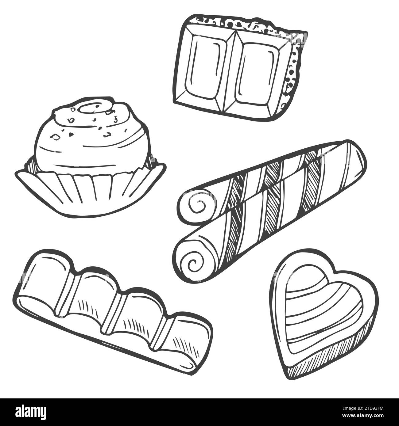 Sketchy vector hand drawn doodle cartoon set of Chocolate theme items ...