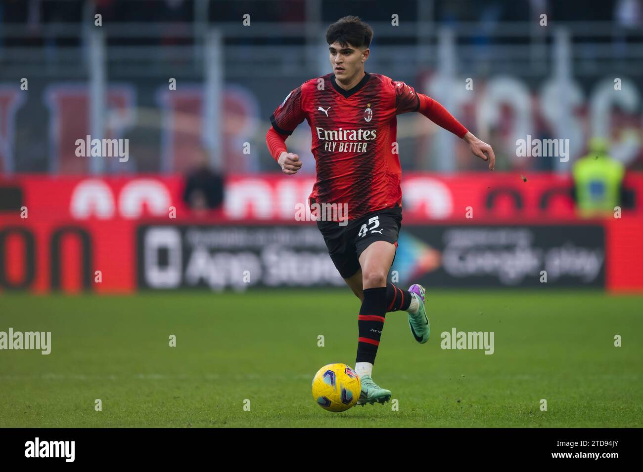 Milan, Italy. 17 December 2023. Davide Bartesaghi of AC Milan in action ...