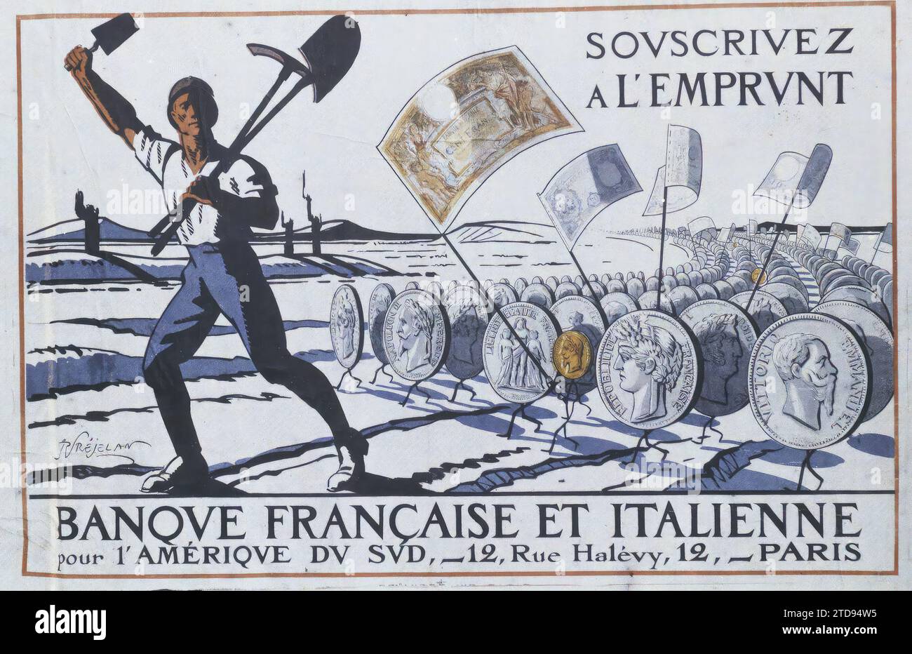 Paris, France Poster of the national loan of 1920, French and Italian ...