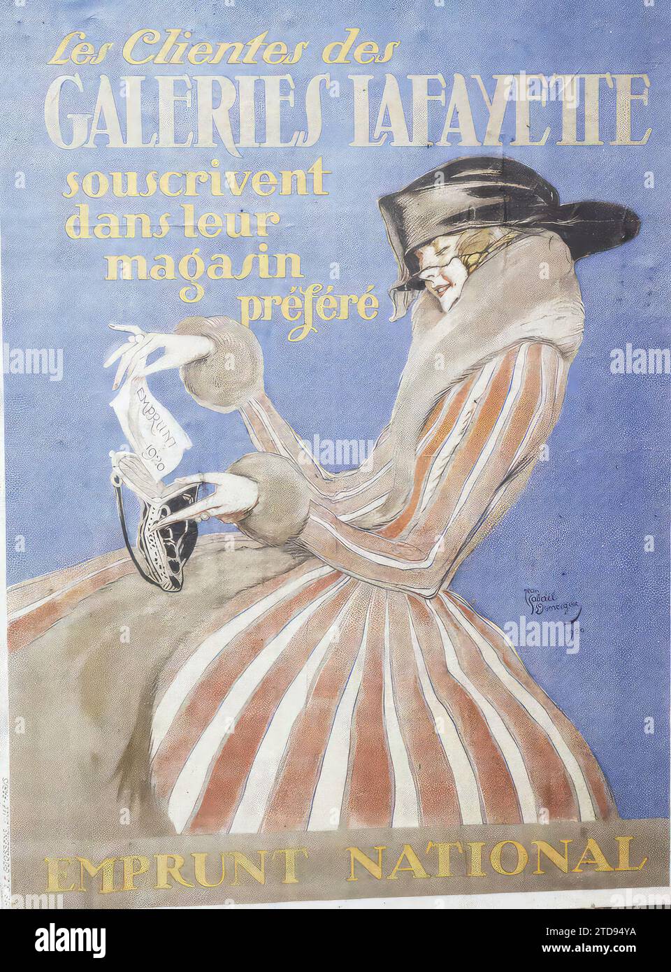 Paris, France Poster of the national loan of 1920, Galeries Lafayette ...