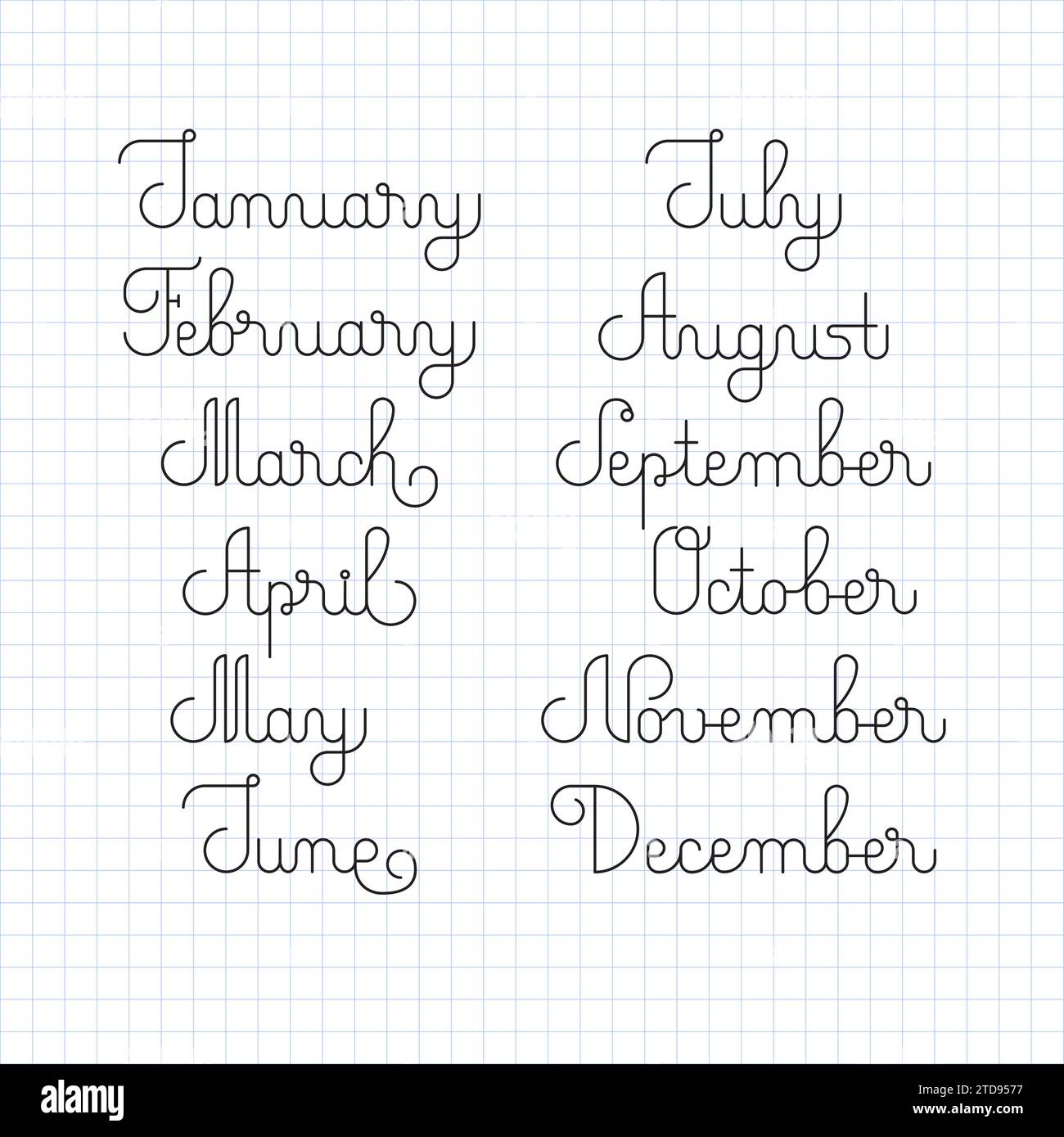 Months Line Font Stock Vector Image & Art - Alamy