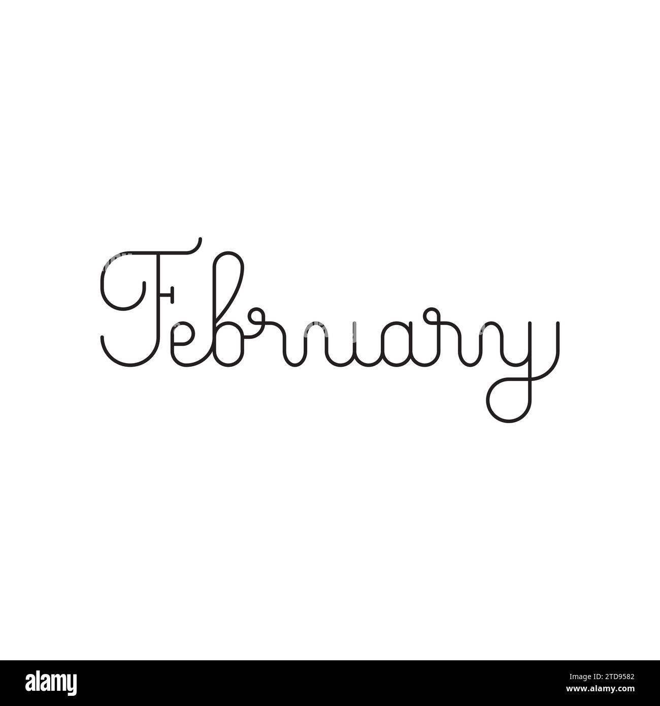 February Month Monoline Outline Lettering Stock Vector Image & Art - Alamy