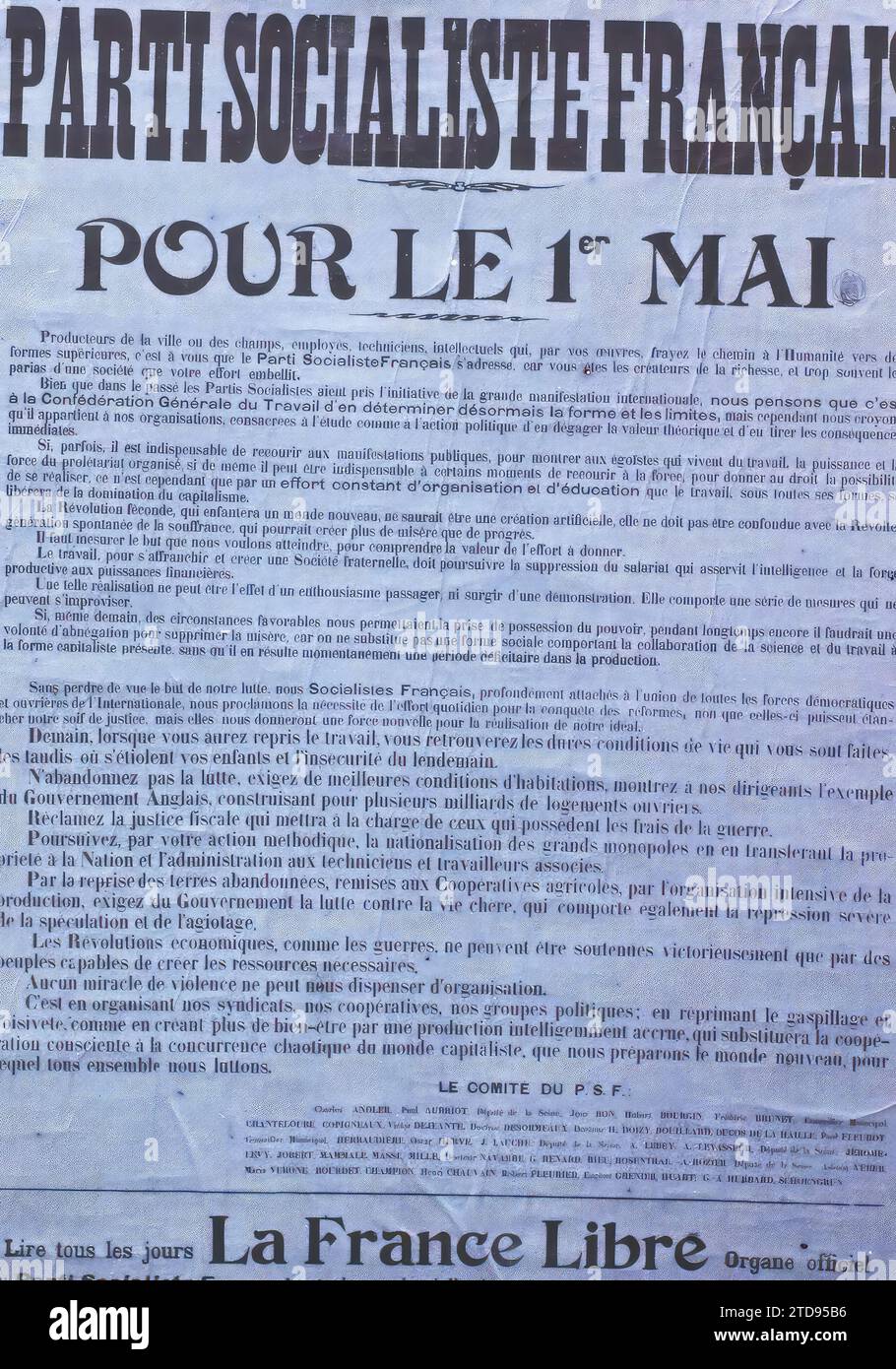 Paris, France Poster of the French Socialist Party for May 1st ...