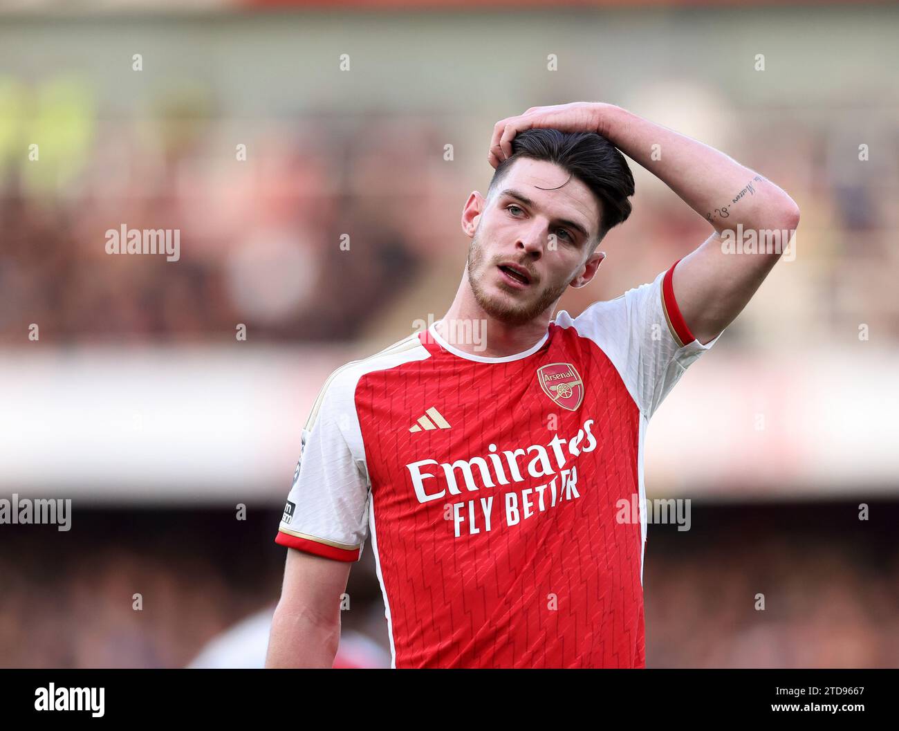 London, UK. 17th Dec, 2023. Declan Rice of Arsenal looks on dejected ...