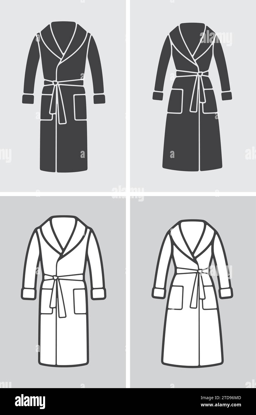 Mens and womens bathrobe. Clothes icon. Vector illustration Stock ...