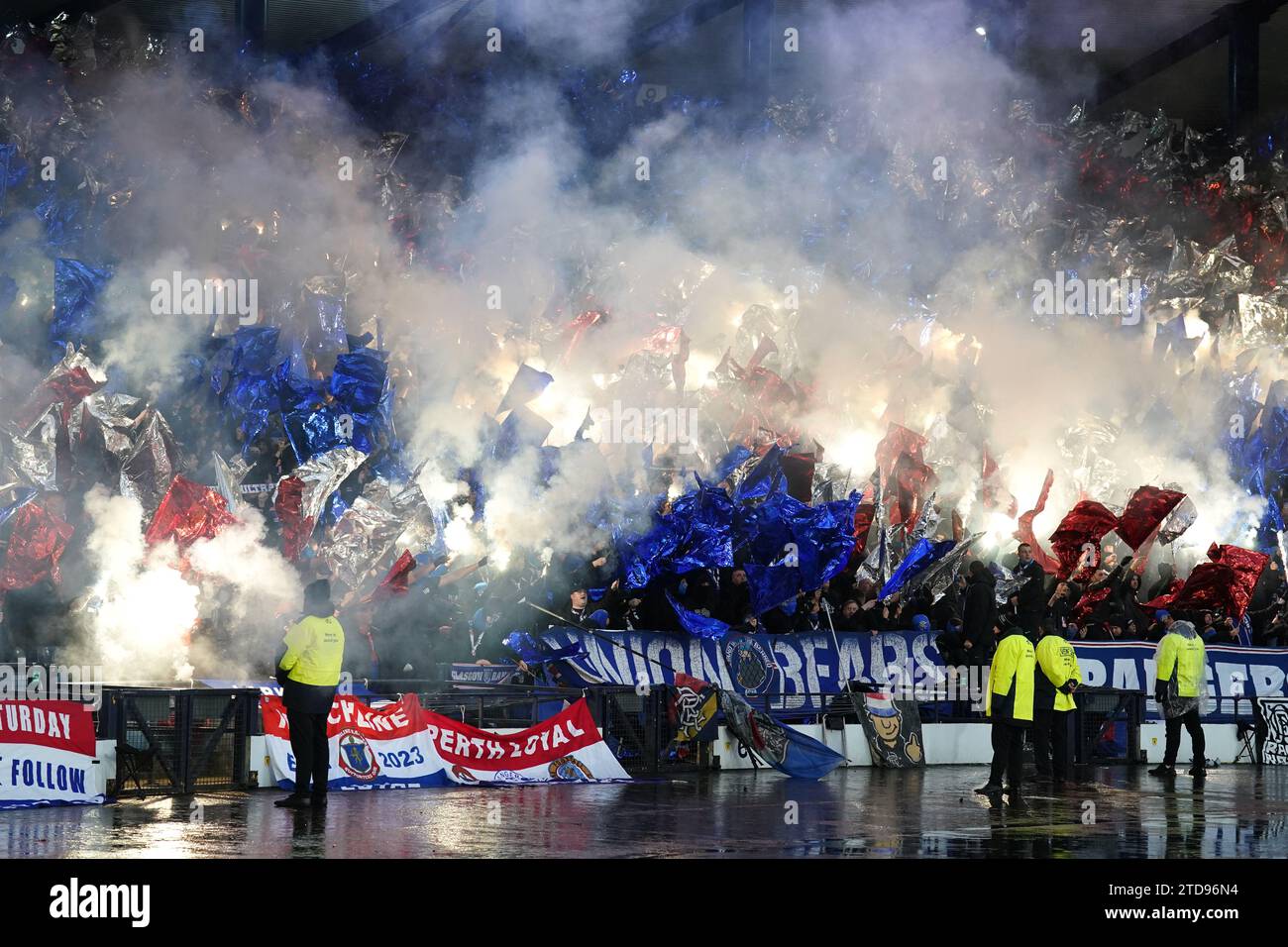 Rangers fans in the stands before the Viaplay Cup final at Hampden Park ...