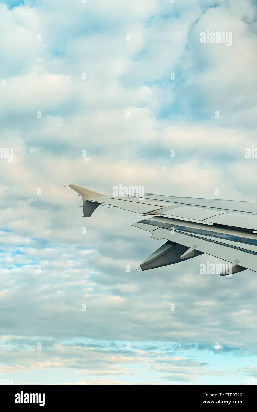 Wing of an airplane, view from window Stock Photo - Alamy