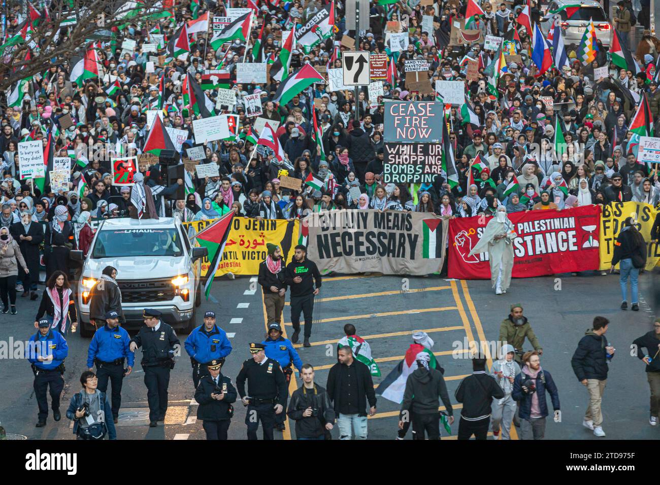 NEW YORK, NEW YORK - DECEMBER 16: Pro-Palestine protesters march ...