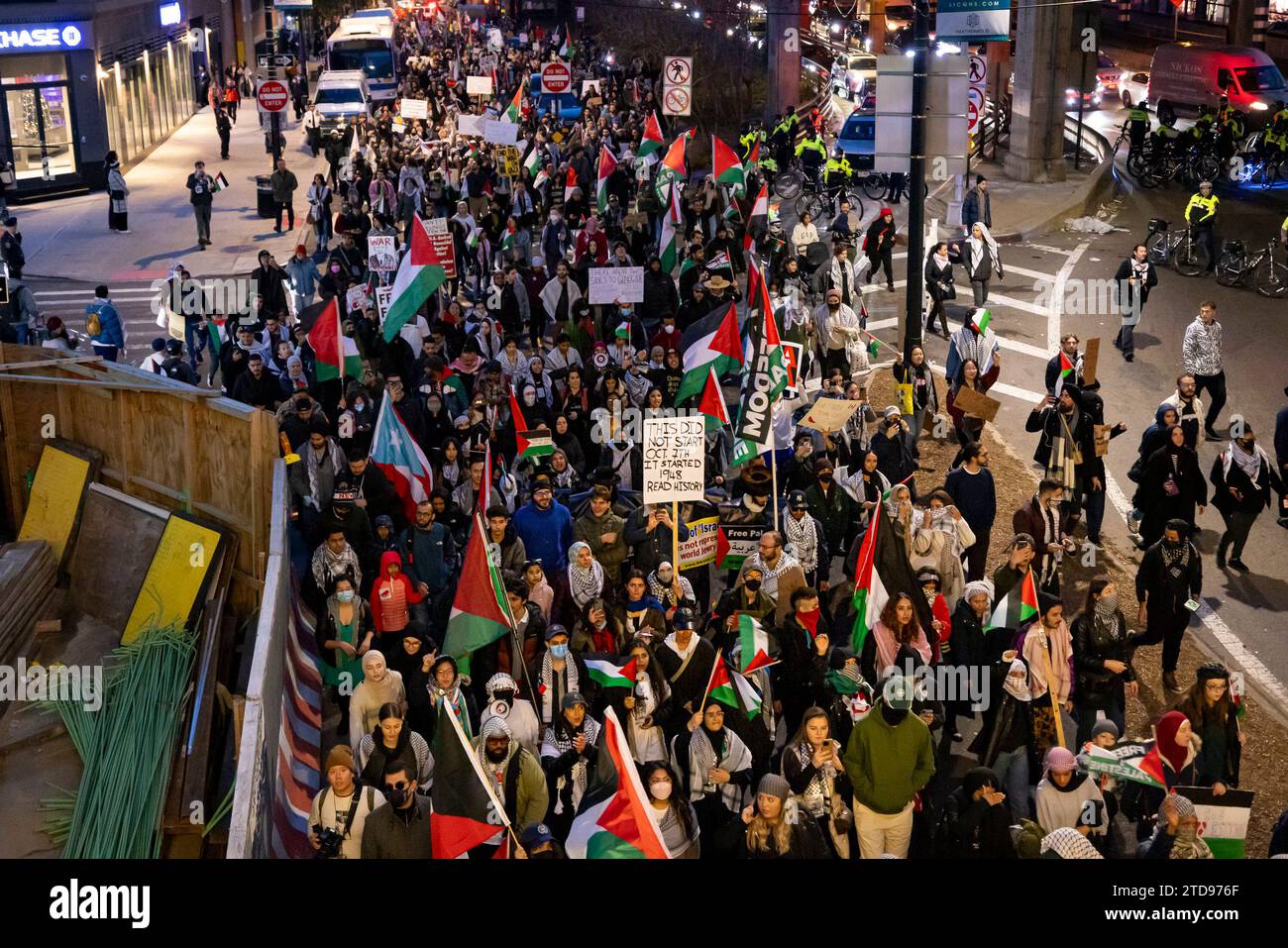NEW YORK, NEW YORK - DECEMBER 16: Pro-Palestine protesters march ...