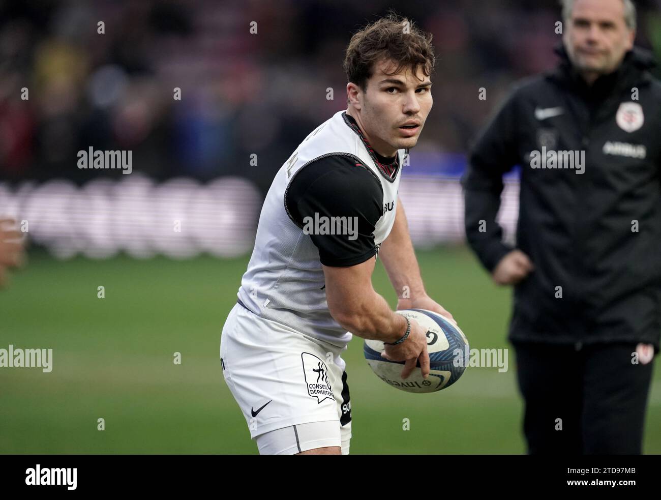 Stade Toulousain Antoine Dupont during the warm up before the Investec ...
