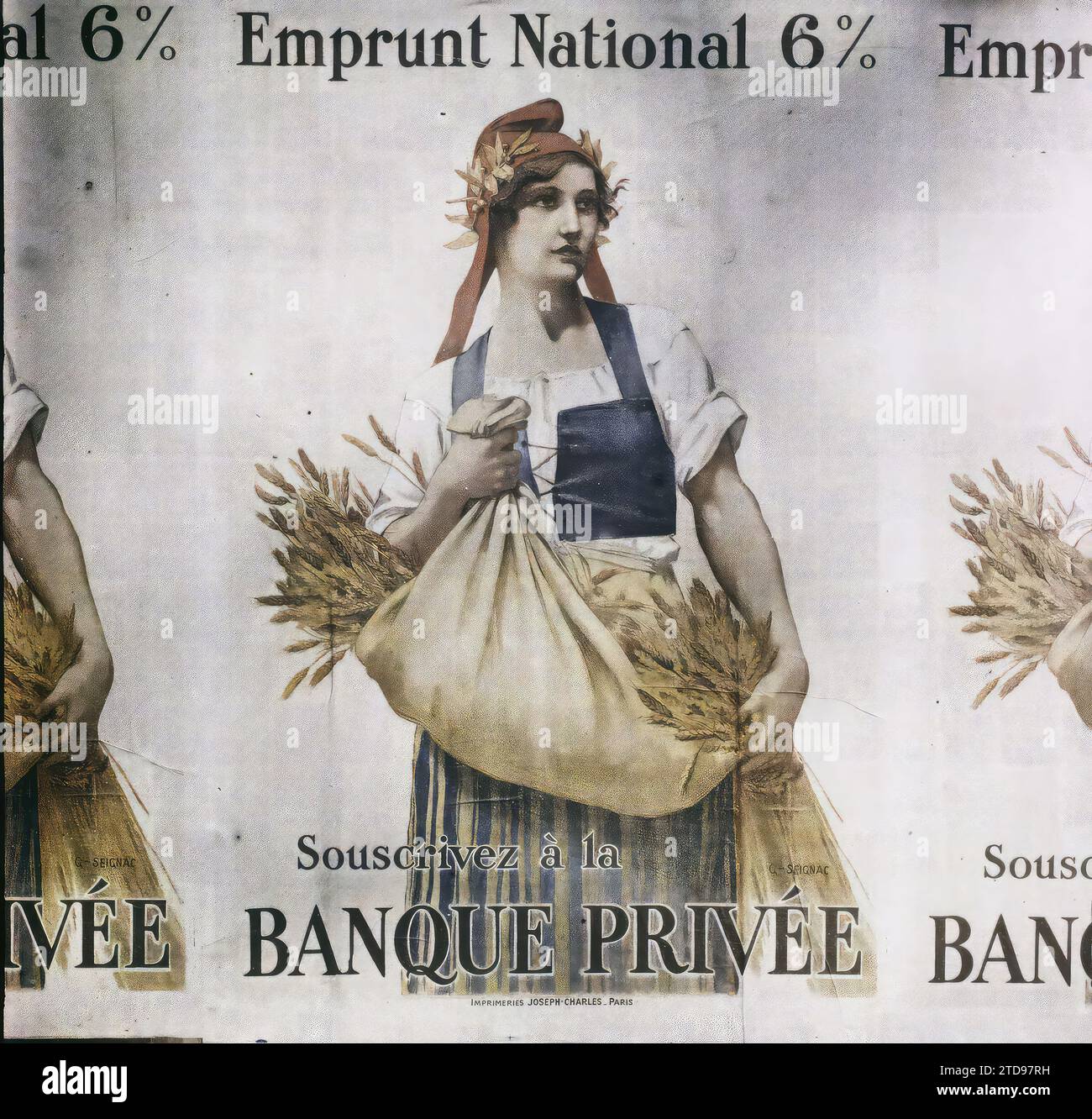 Paris, France National Loan Poster of 1920, Private Bank, Human Beings ...